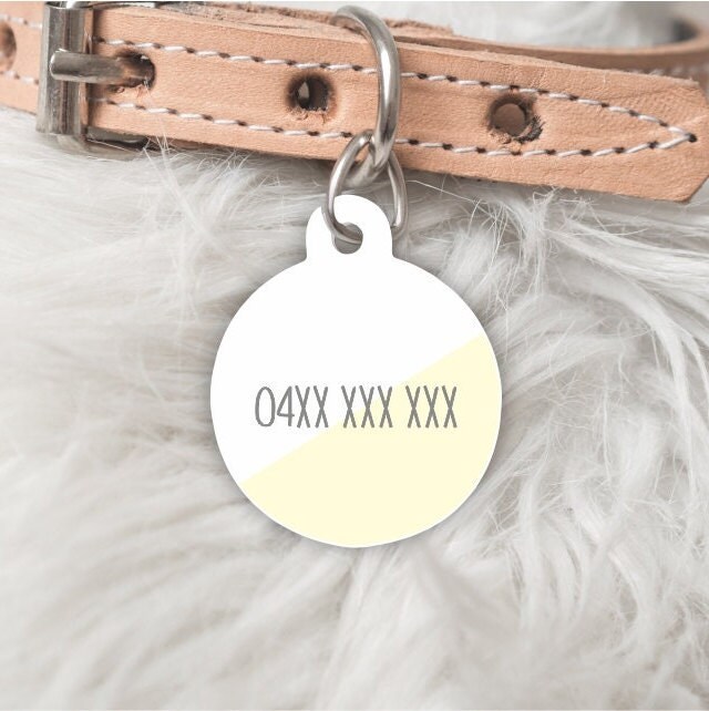 The OPLIQUE COLLECTION Two Tone Yellow Dog Tag Cat Tag Pet ID Tags ...