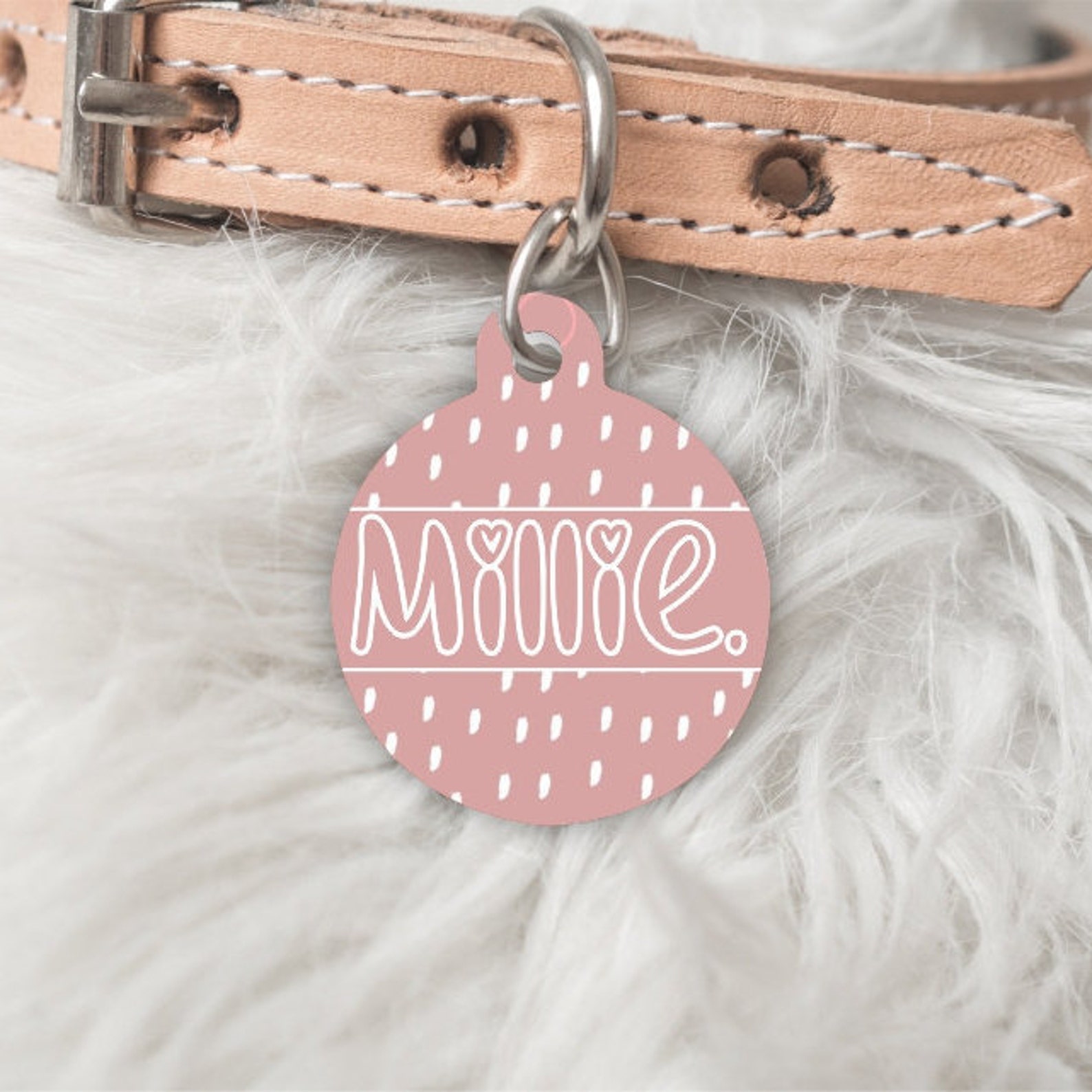 The Millie Aesthetic Pink Dog Tag Cat Tag Pet ID Tags - Etsy