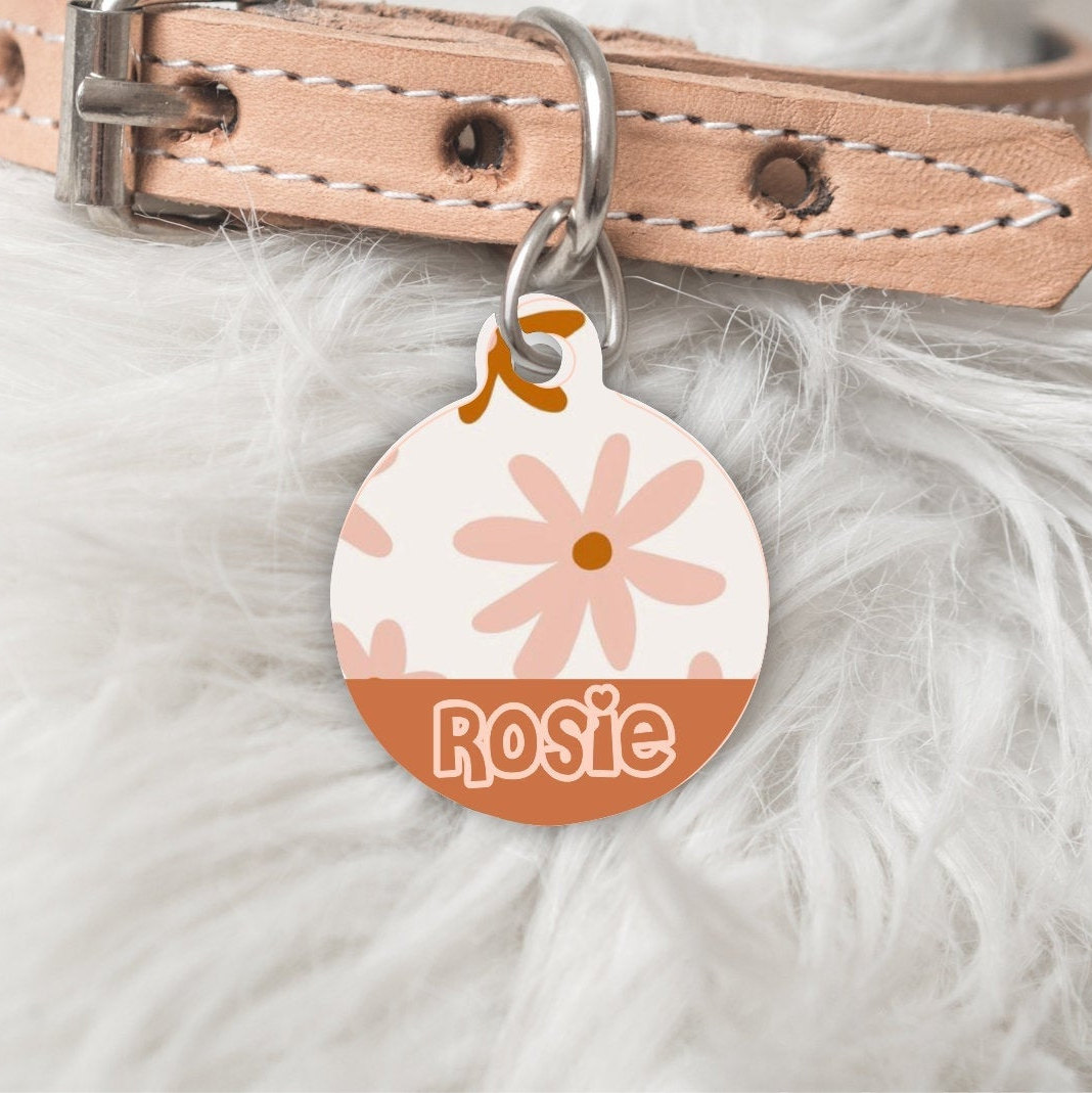 The Rosie Aesthetic Flower Dog Tag Cat Tag Pet ID Tags - Etsy Australia