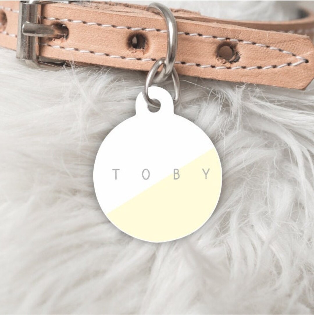 The OPLIQUE COLLECTION Two Tone Yellow Dog Tag Cat Tag Pet ID Tags ...