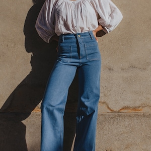 Pants PDF Sewing Pattern, High Waisted Pants, Wide Leg Jeans, Digital ...