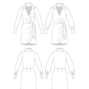 Wrap Dress Sewing Pattern, Shirt Dress Digital Sewing Pattern ...