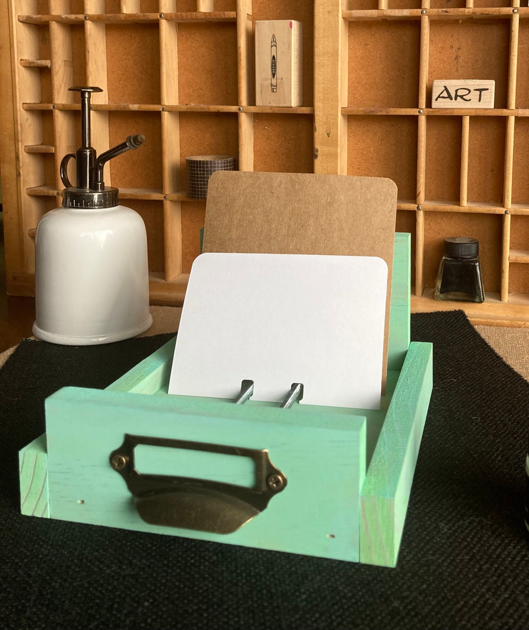 Mint Pastel Pop Catalogdex - Wood Rolodex / Memorydex Display Box - Etsy