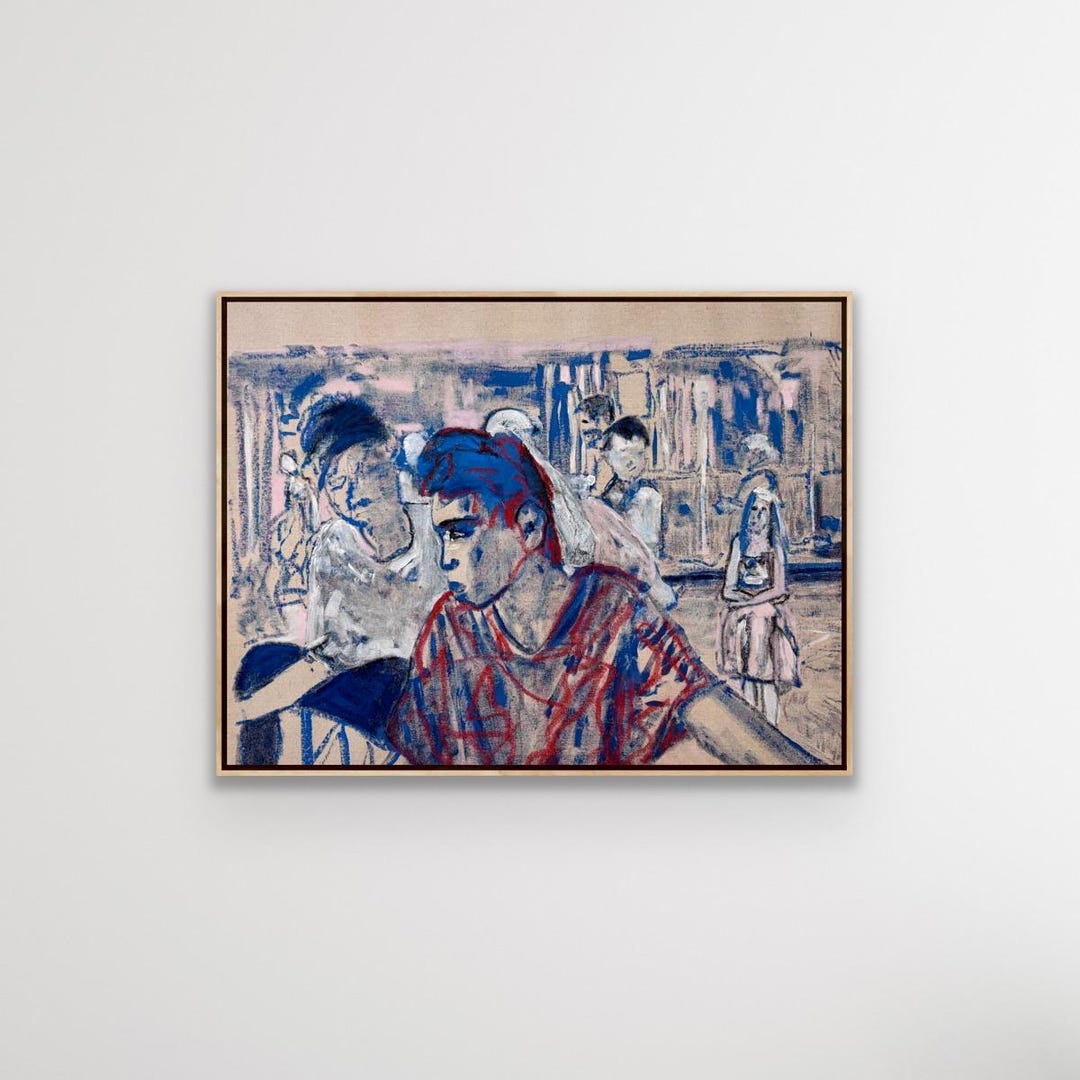 Manila Figurative Linen Painting: Oil Pastel Abstract Portrait - Etsy