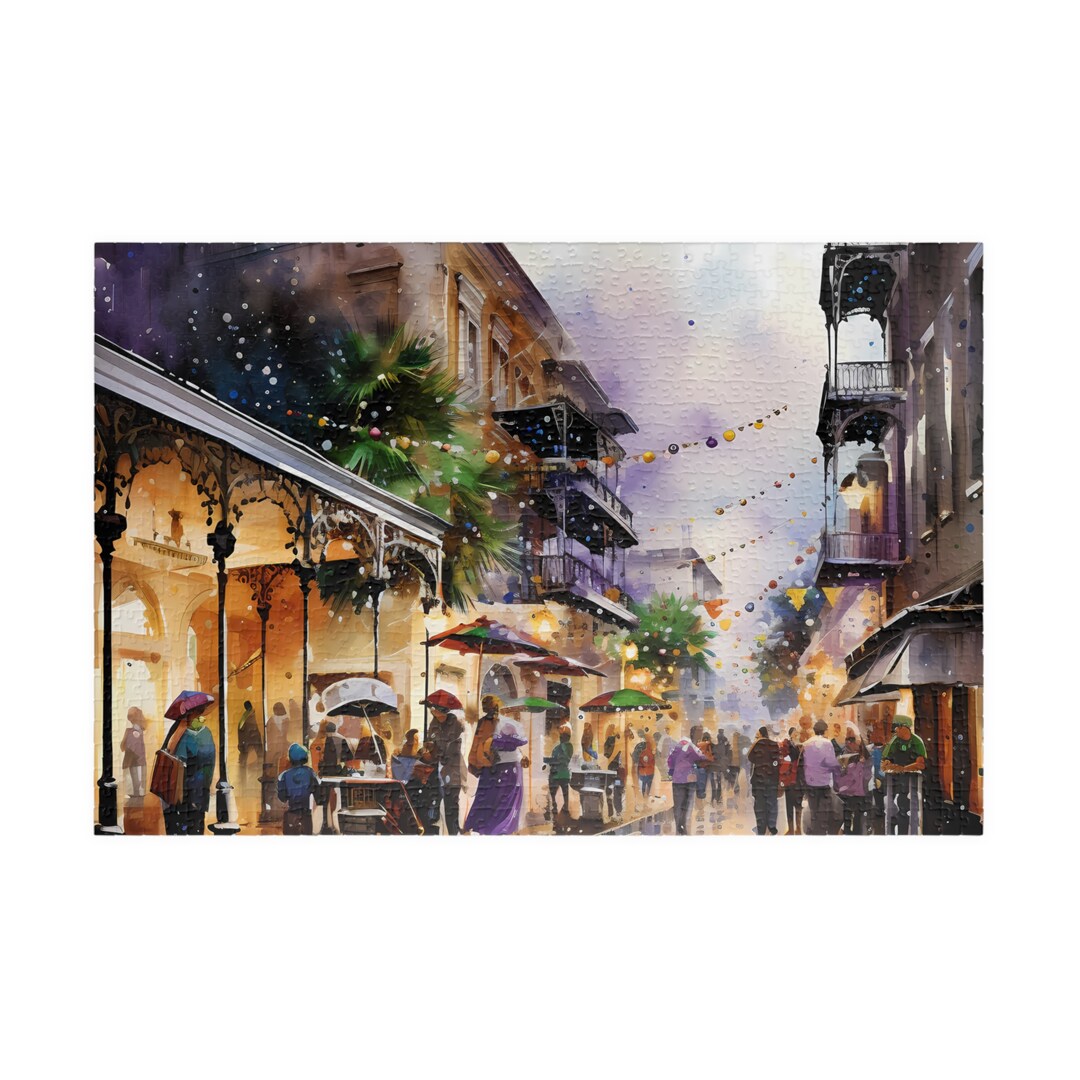 Mardi Gras Street View Jigsaw Puzzle,new Orleans Vintage Scene Puzzle ...