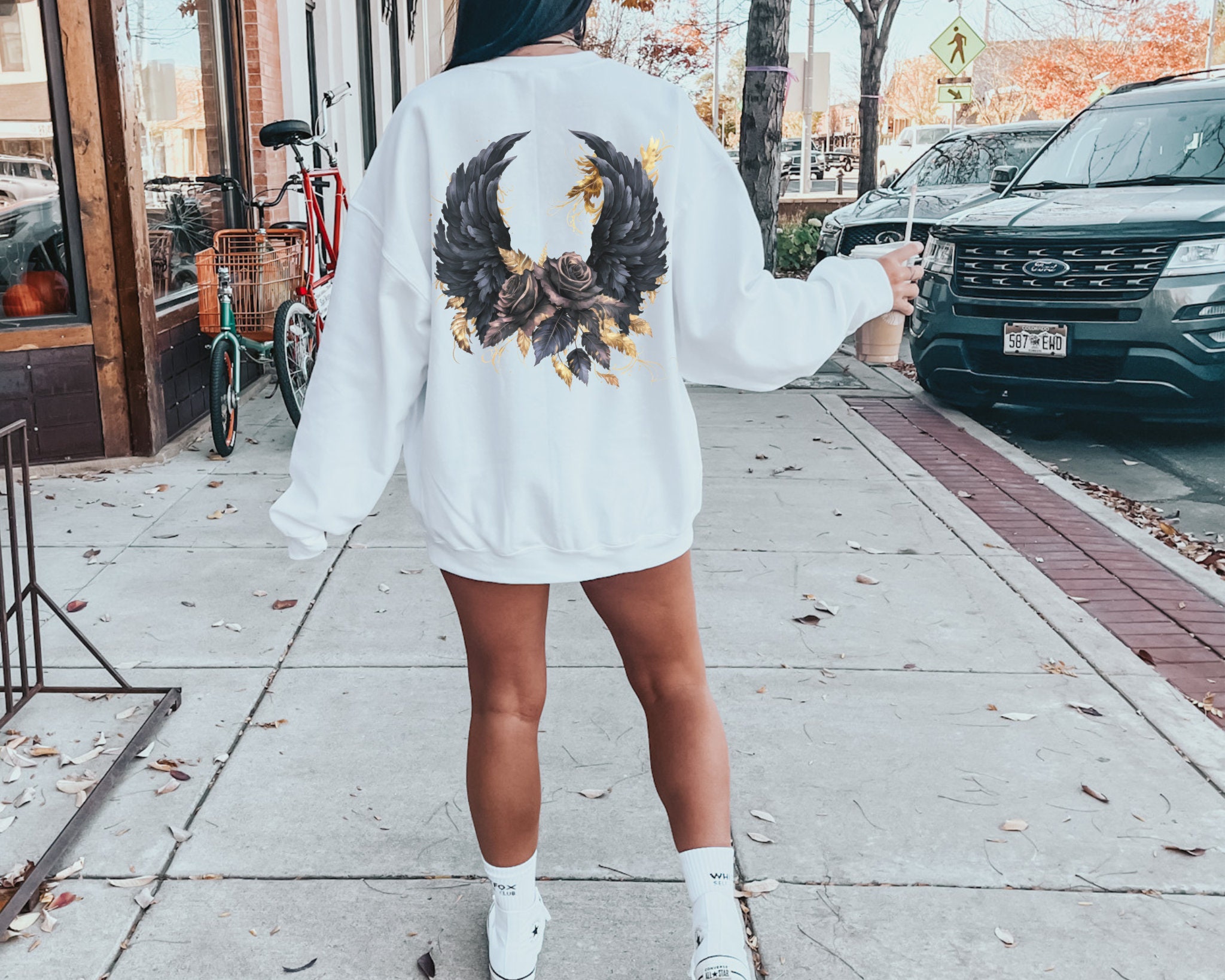 Dark Angel Wings Sweatshirt, Gothic Wings Shirt, Gothic Clothing, Dark ...