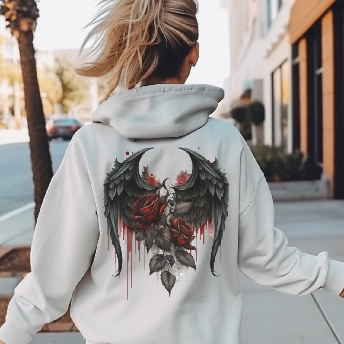 Dark Angel Wings Hoodie, Gothic Wings Shirt, Gothic Clothing, Dark ...