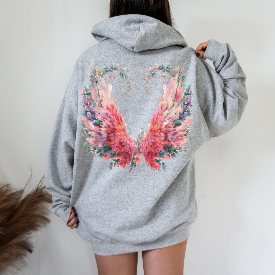 Angel Wings Artwork Hoodie Sweatshirt, Back Design Sweatshirt, Wings ...