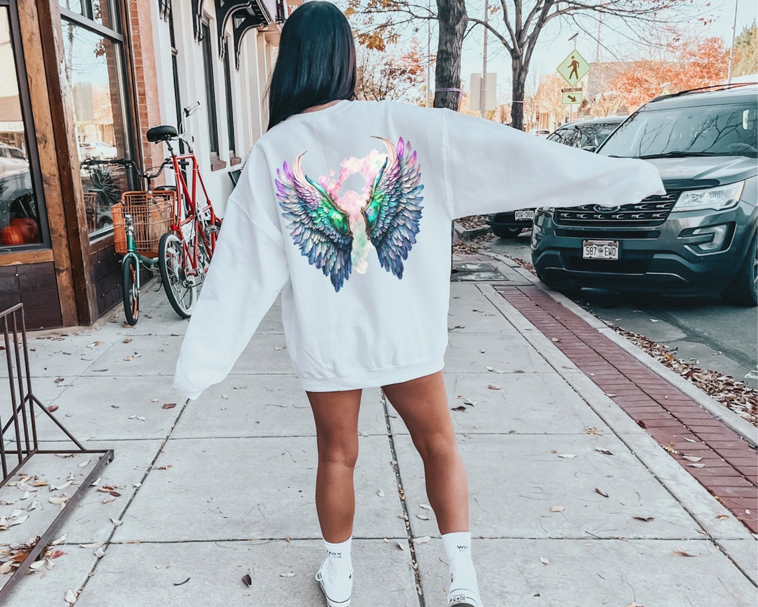 Angel Wing Sweatshirt,back Wing Graphic,angel Lover Gift,back Angel ...