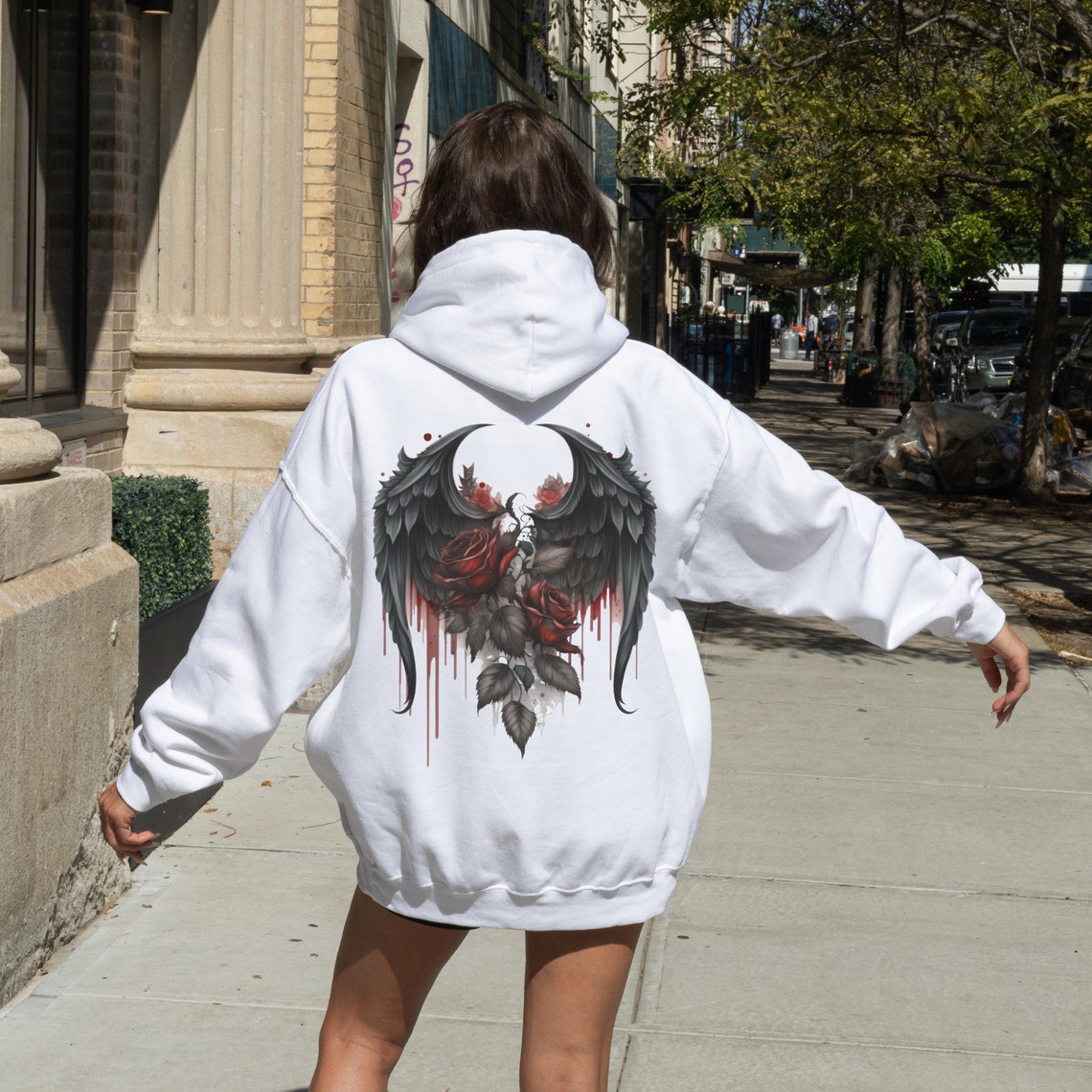 Dark Angel Wings Hoodie, Gothic Wings Shirt, Gothic Clothing, Dark ...