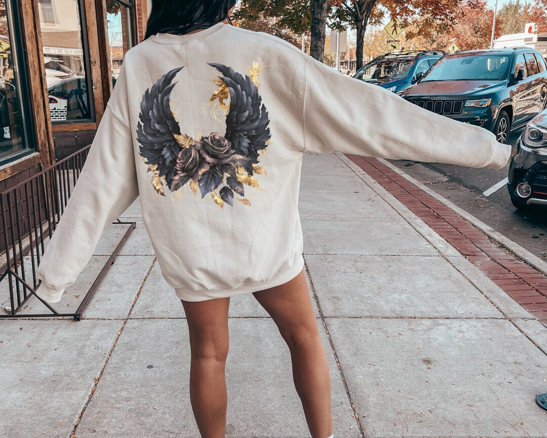 Dark Angel Wings Sweatshirt, Gothic Wings Shirt, Gothic Clothing, Dark ...