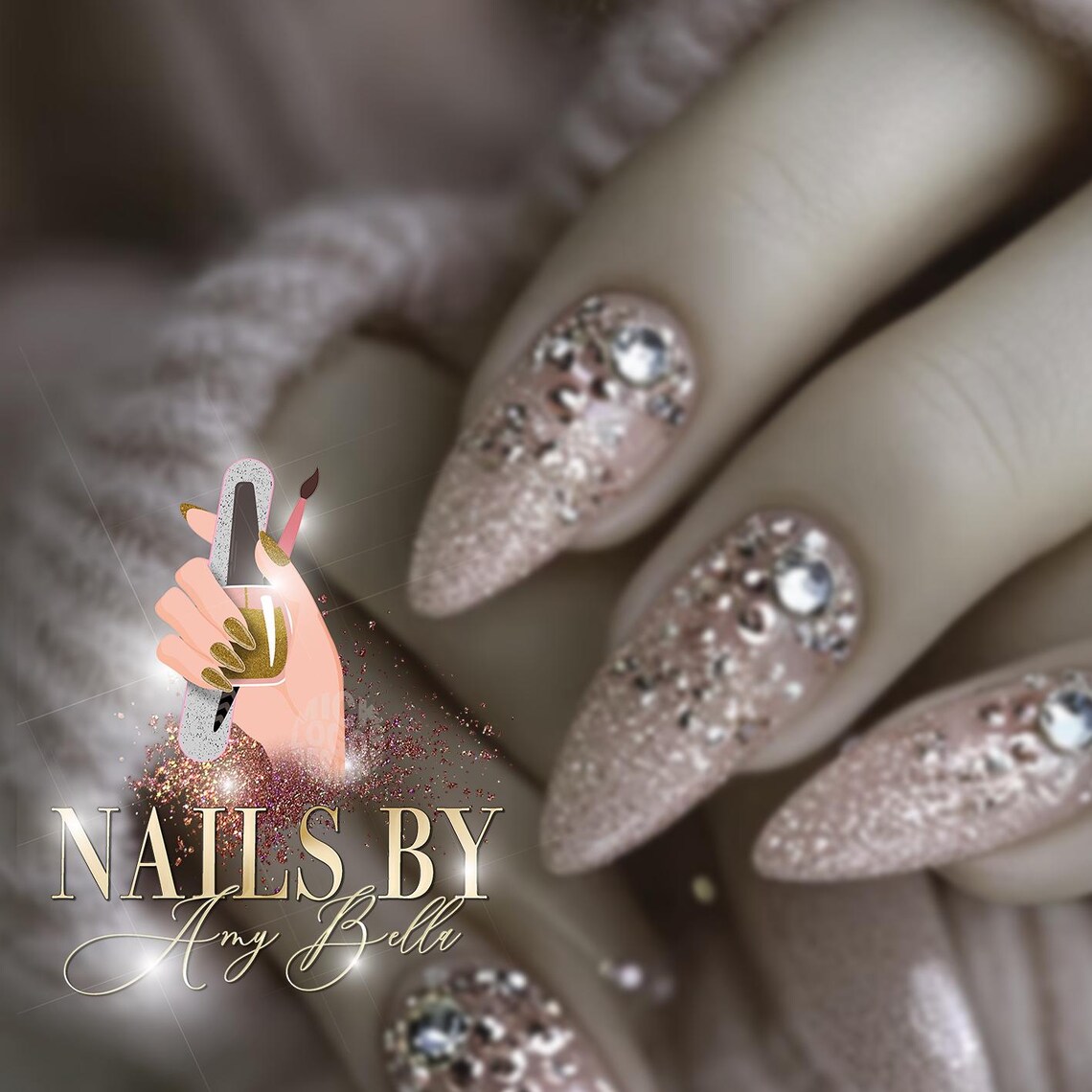 Nail Art Logo, Nail Logo Design, Pink Nail Logo, Logo Design, Rose Gold ...
