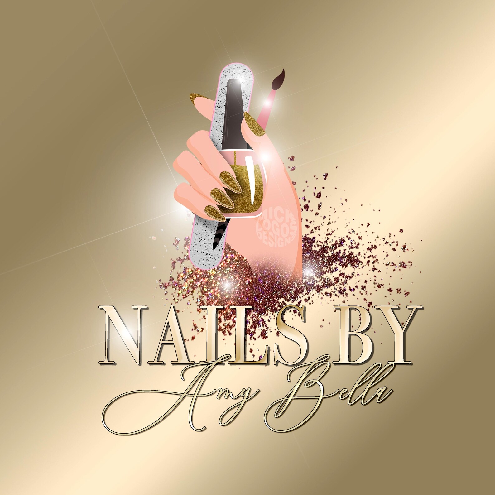 Nail Art Logo, Nail Logo Design, Pink Nail Logo, Logo Design, Rose Gold ...