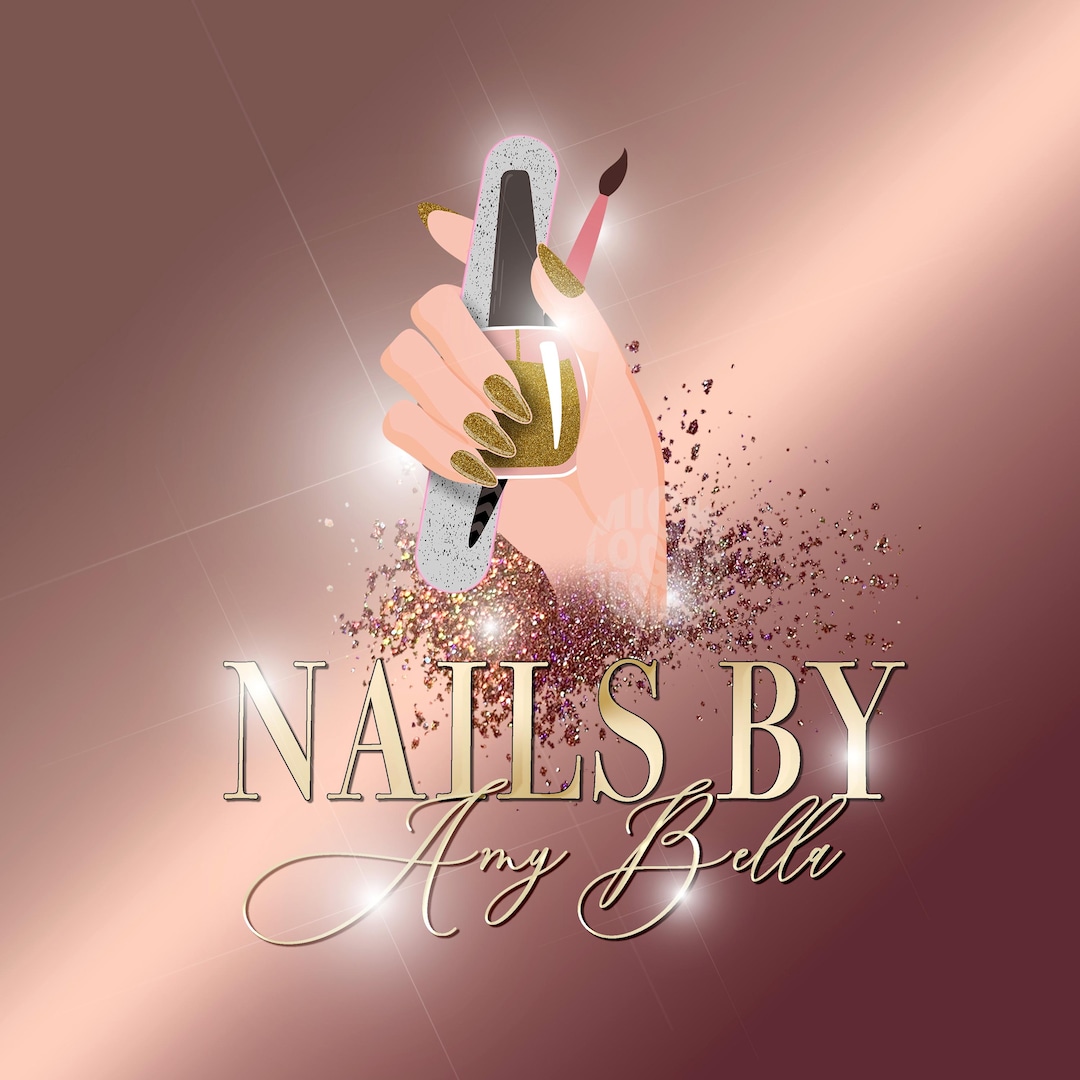 Nail Art Logo, Nail Logo Design, Pink Nail Logo, Logo Design, Rose Gold ...