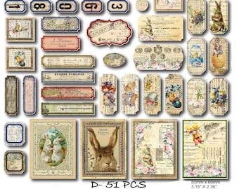 Vintage Collection Paper Stickers, Tags Stickers Set, Junk Journal ...