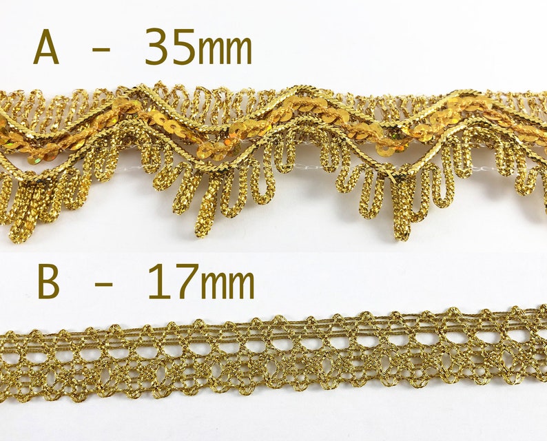 Gold Metallic Lace Gold Lace Gold braid Gold Trim by the | Etsy