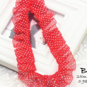 Soft Delicate Mesh Dot Pleated Lace Trim Light Pink, Red, Cream or ...