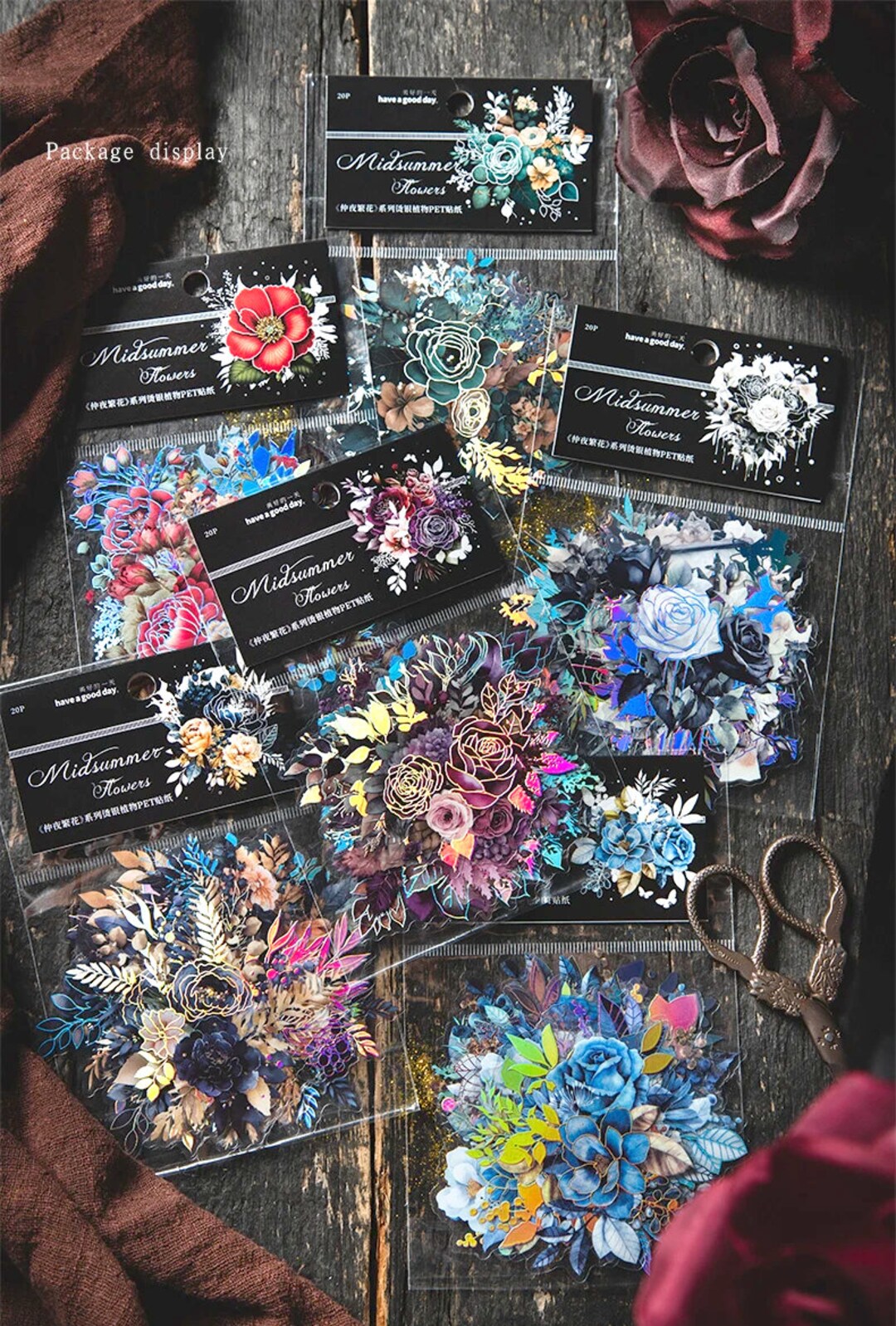 Gold Silver Accent Flower Clusters PET Sticker, Junk Journal, Scrapbook ...