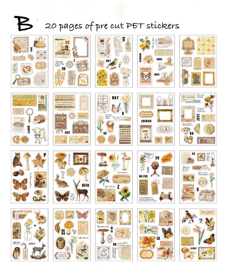 PET Sticker Collection 20 Sheets in a Booklet Botanical - Etsy