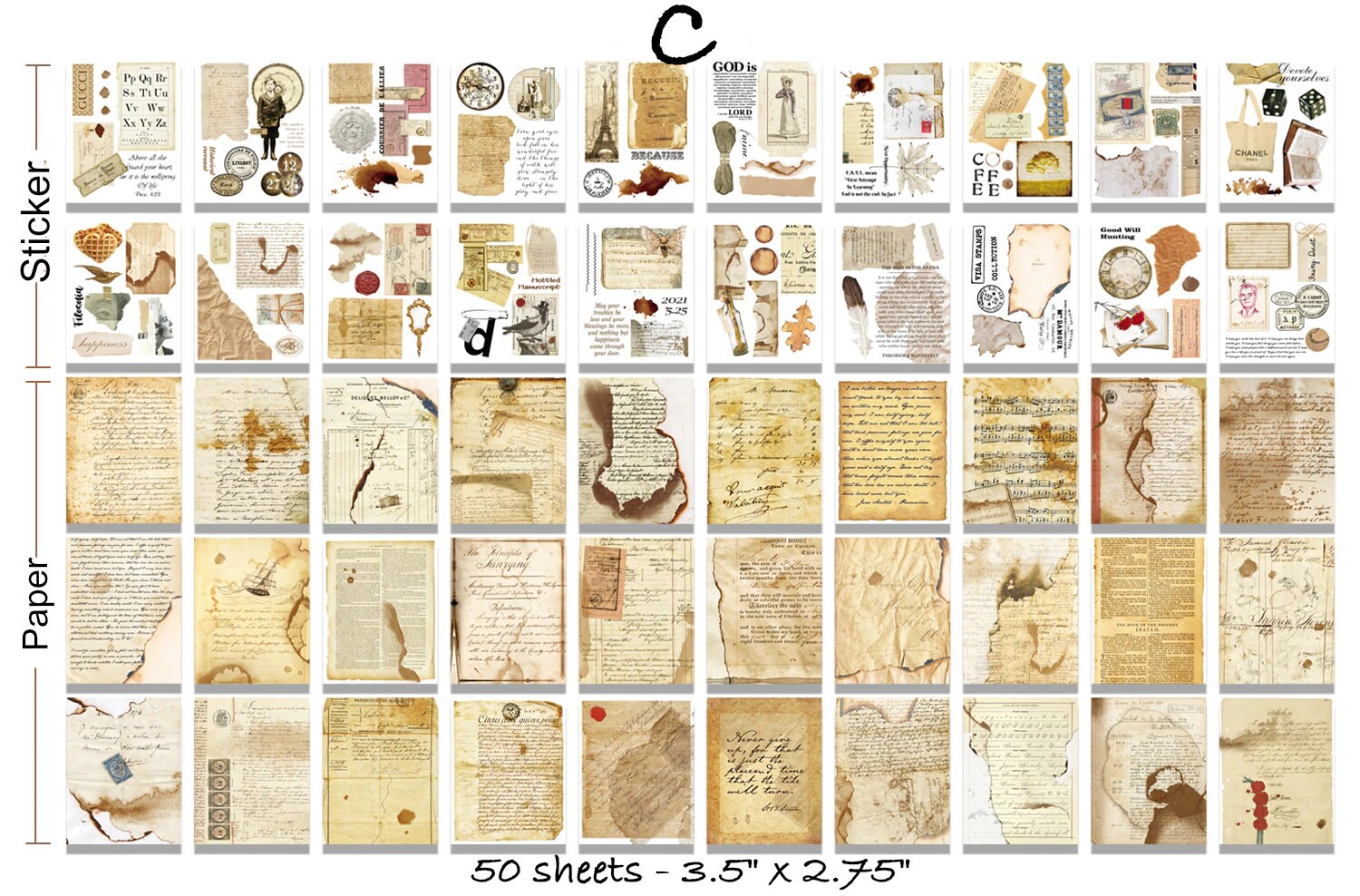 Collage Sticker Booklet 50 Pages Mushroom Botanicals | Etsy