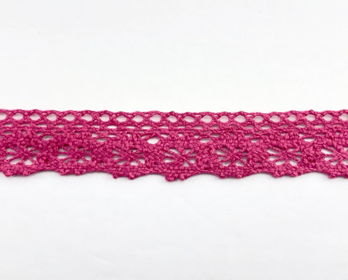 Pink Crochet Lace Ribbon Pink Lace Trim Cotton by the Yard - Etsy