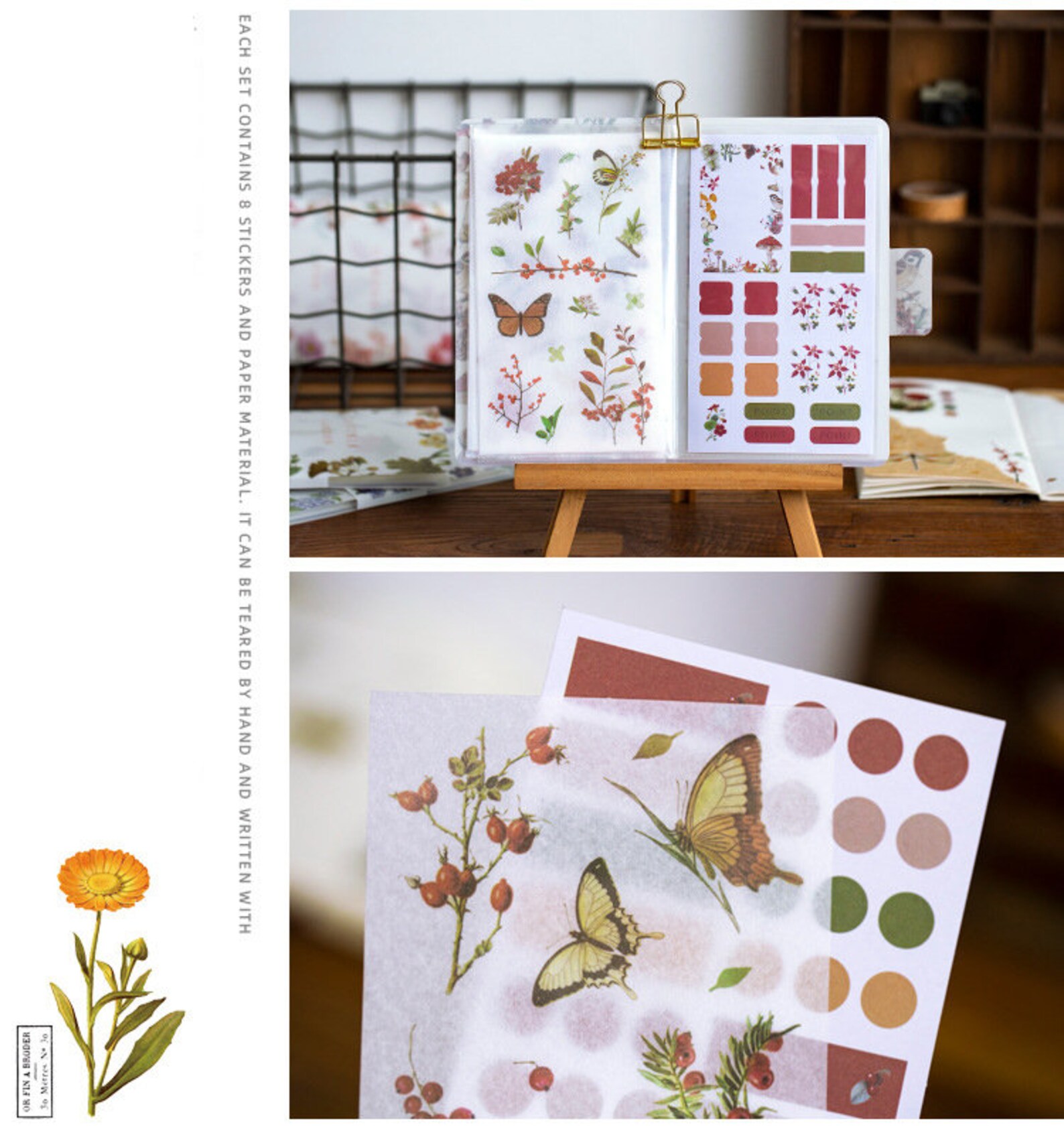 Sticker Collection Sheets in a Booklet Botanical Sticker | Etsy