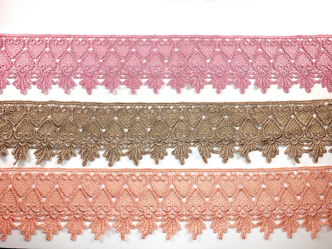Embroidery Lace Ribbon Trim, Heart Trim by the Yard, Junk Journal ...