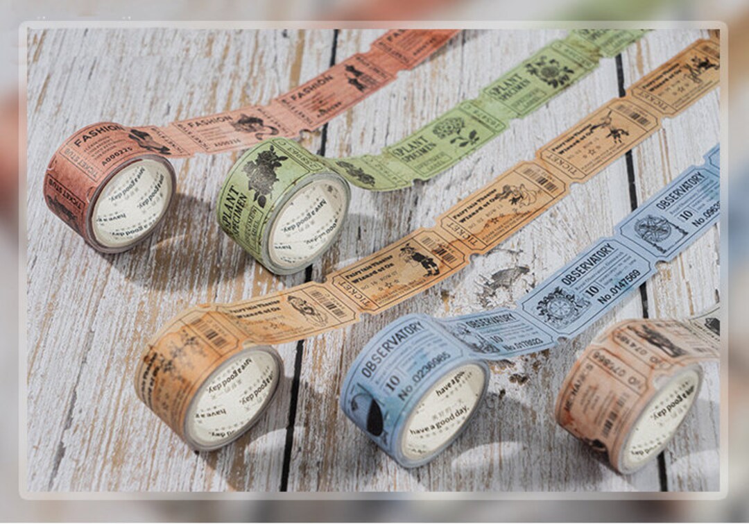 Vintage Impressions Ticket Tape, Botanical Ticket Tape, Sewing Ticket ...