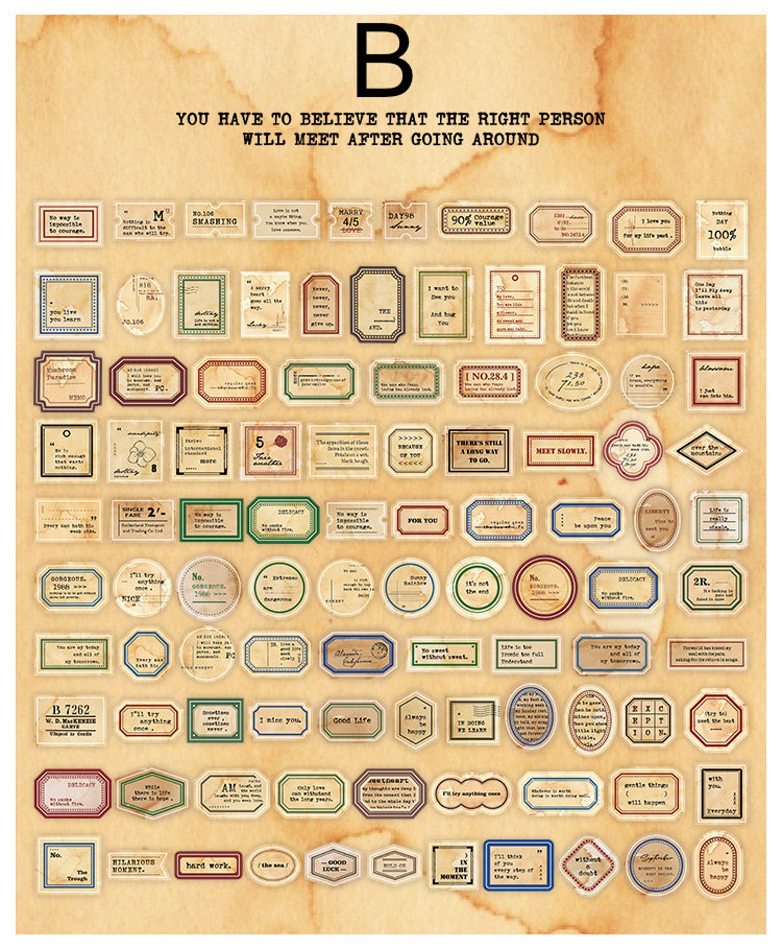 100 Pcs Retro Label Sticker Vintage Number Label Sticker - Etsy