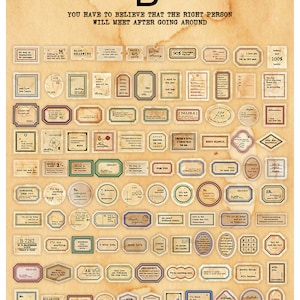 100 Pcs Retro Label Sticker, Vintage Number Label Sticker, Vintage ...
