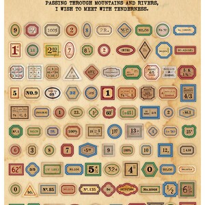 100 Pcs Retro Label Sticker, Vintage Number Label Sticker, Vintage ...