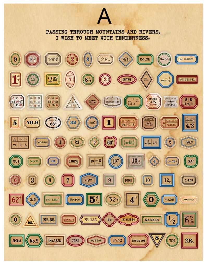 100 Pcs Retro Label Sticker Vintage Number Label Sticker - Etsy