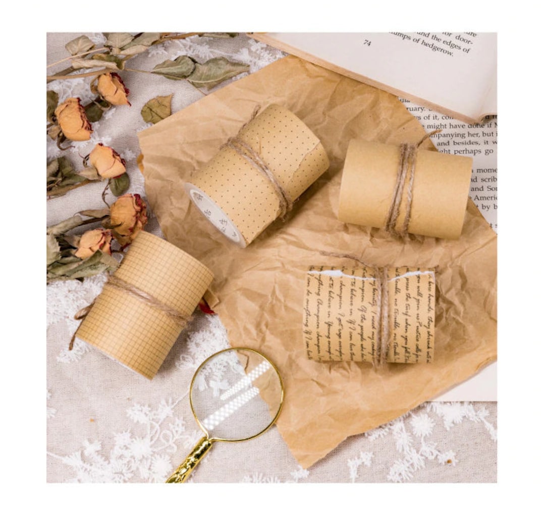 Kraft Paper Decorative Tape: Dot, Graph, Handwritten Scrapbook Planner ...