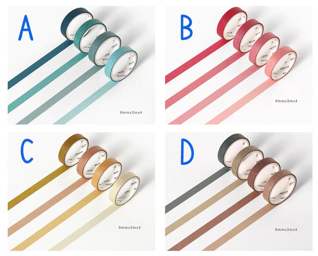 Washi Tape Solid Color Set of 4 Rolls, Basic Colors Set, Delicate ...