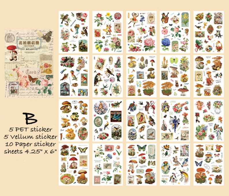 Pet-vellum-paper Sticker Collection 20 Sheets in a Booklet - Etsy