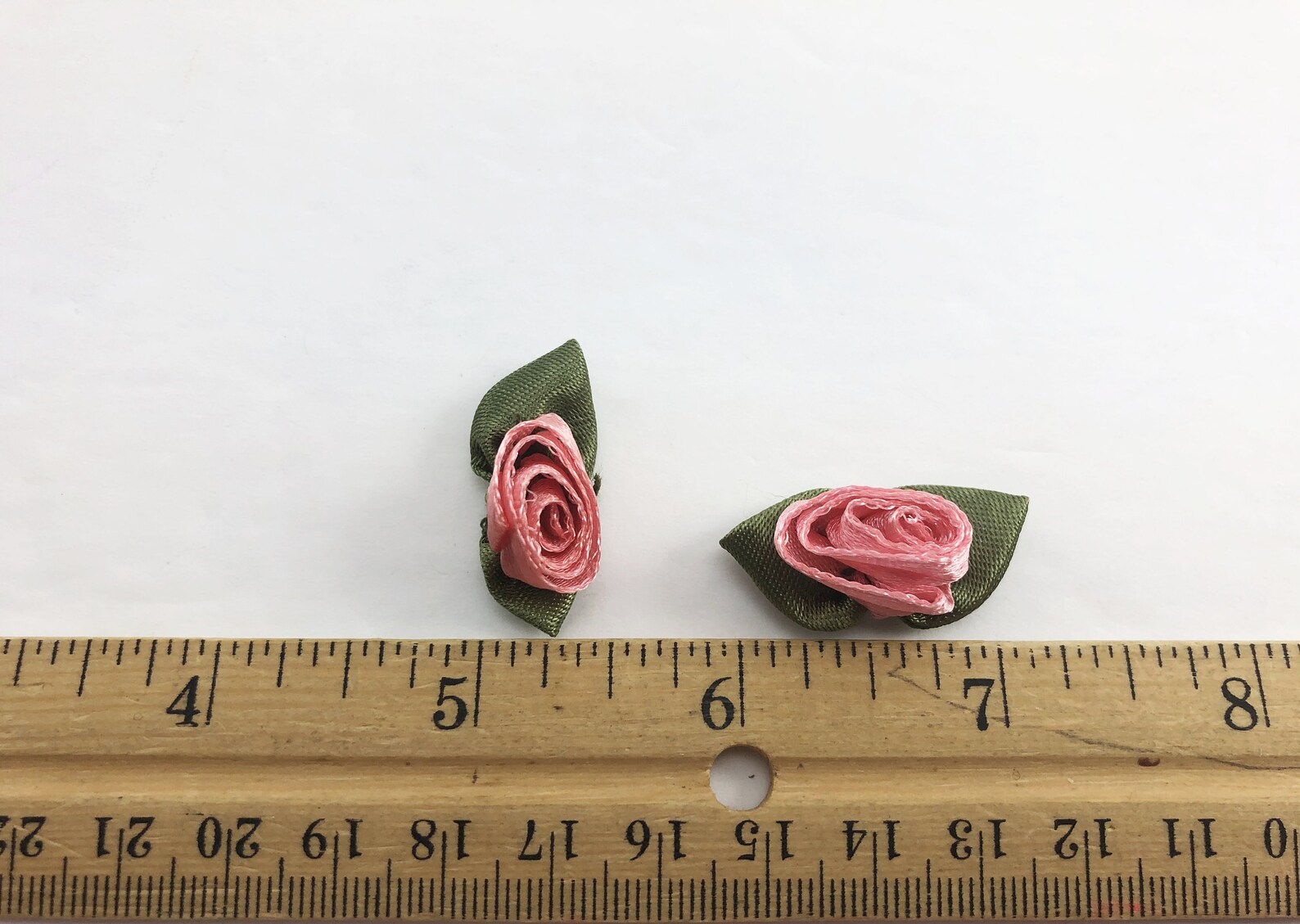 Embossed Flower Flat Fabric Flower Mini Ribbon Roses | Etsy