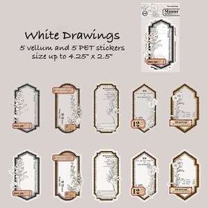 PET & Vellum Stickers, Tag Collage Style, Botanical, Butterfly, Foliage ...