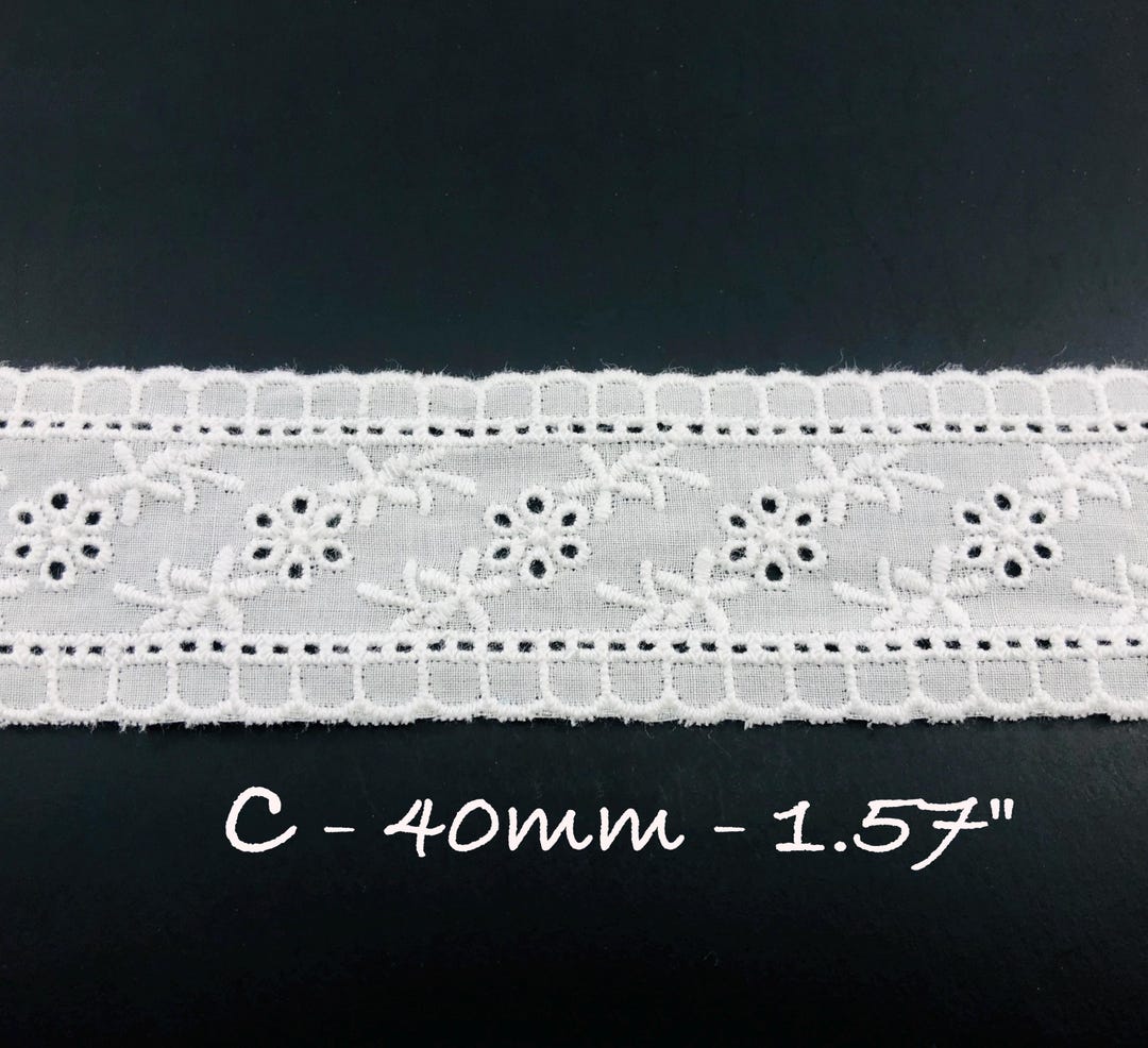 Eyelet Lace Cotton White , Embroidery Lace Trim, by the Yard, Junk ...