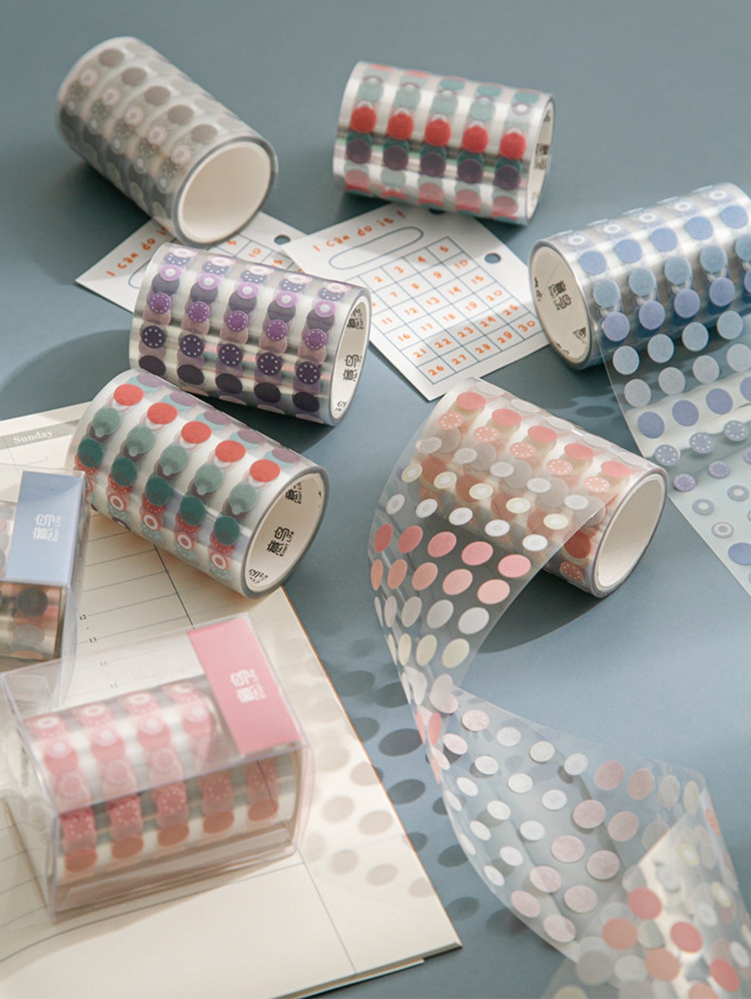 Dot Tape, Circle Sticker in a Tape, Planner Sticker, Junk Journal Dots ...