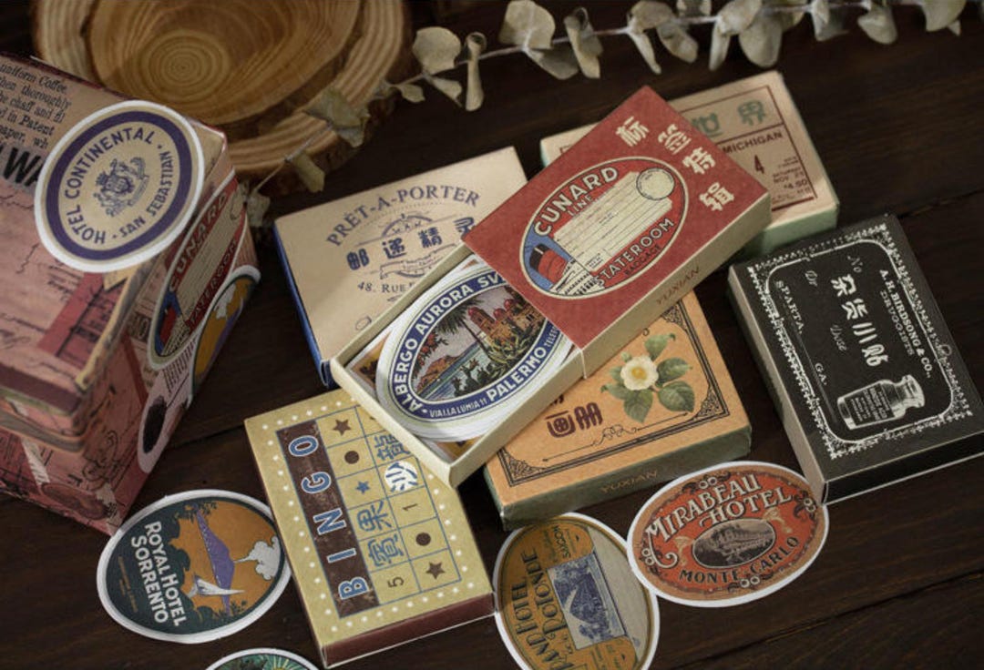 60 Pcs Vintage Label Sticker, Bingo Card Sticker, Ticket Concert ...