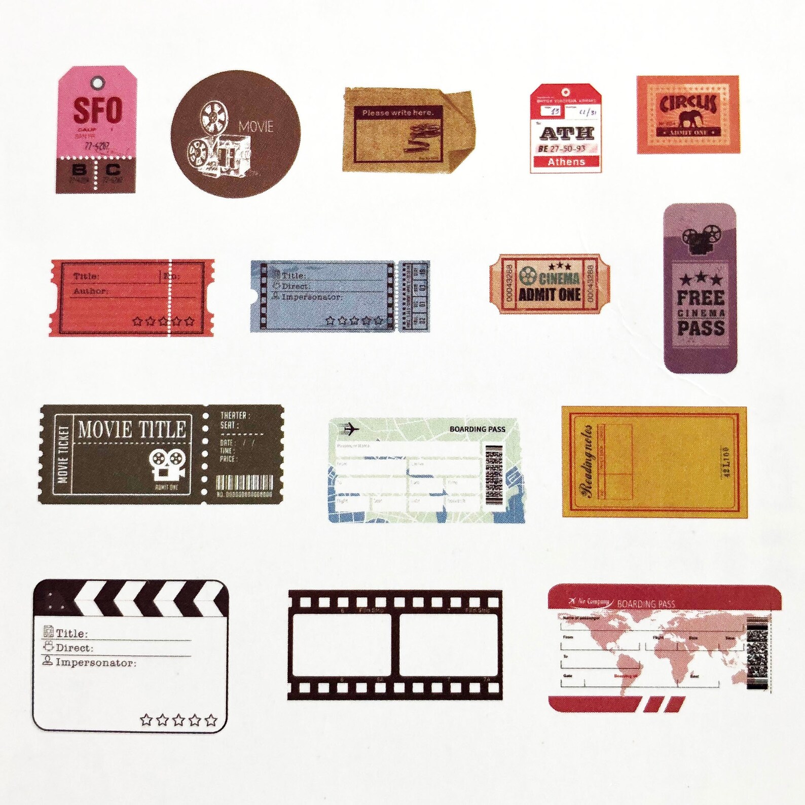 Movie Ticket Sticker Vellum Sticker Notes Sticker Numbers - Etsy