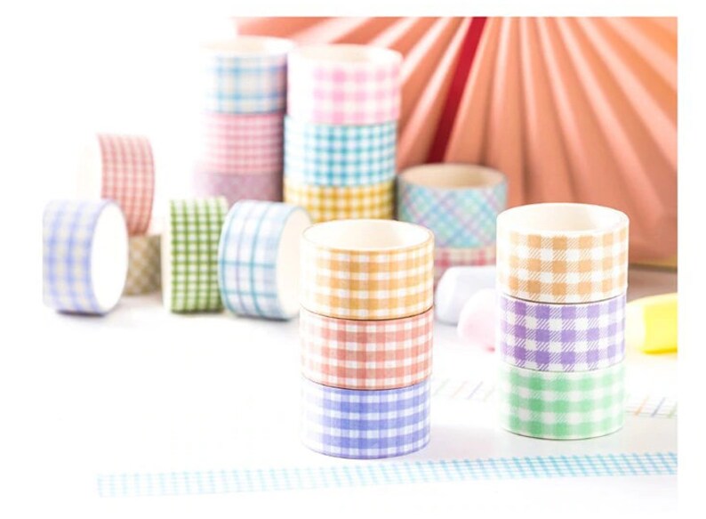Washi Tape Set Plaid Grid Washi Set of 4 Rolls Blue Pink - Etsy
