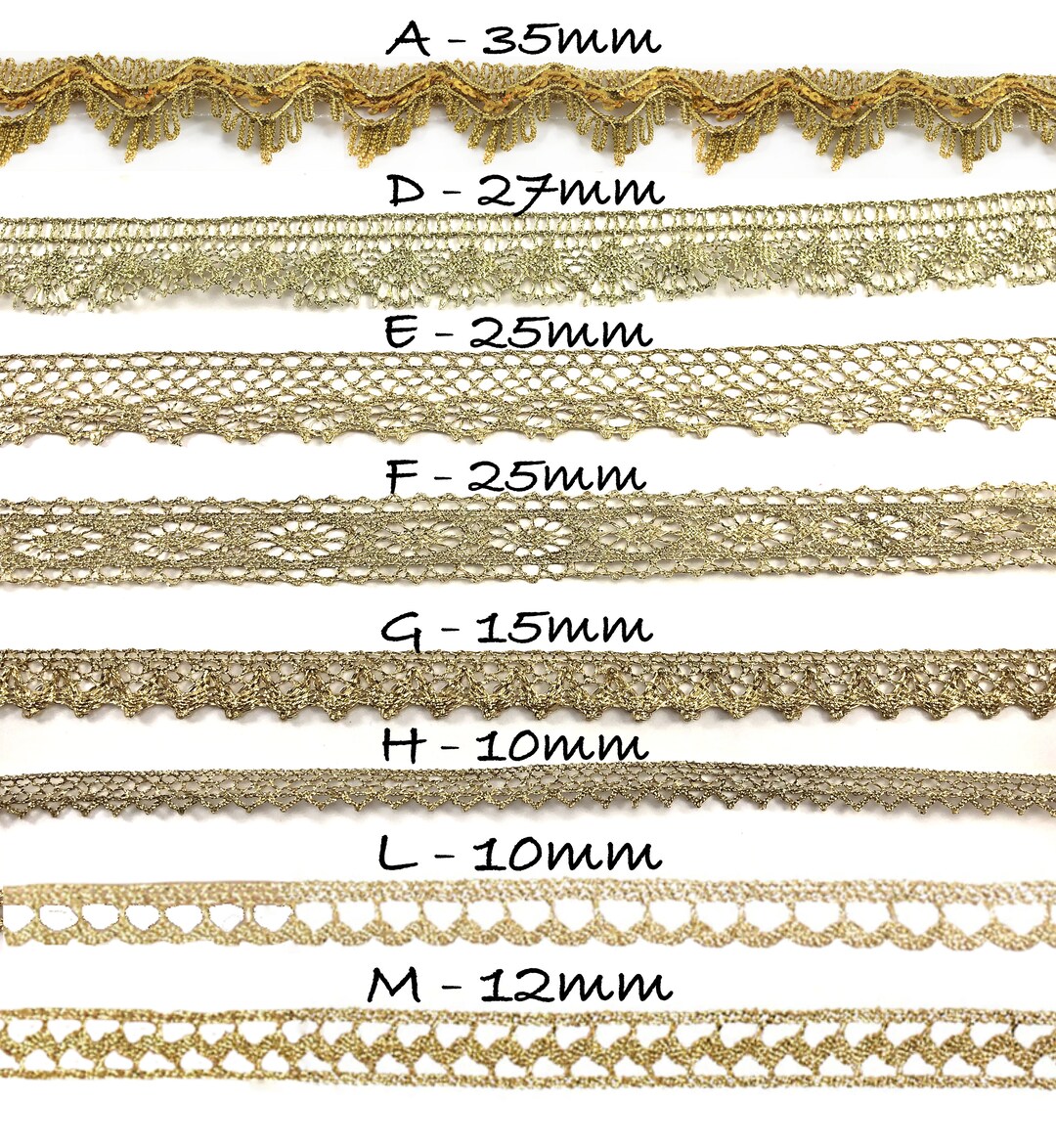 Gold Metallic Lace, Gold Lace, Gold Braid, Gold Trim by the Yard ...