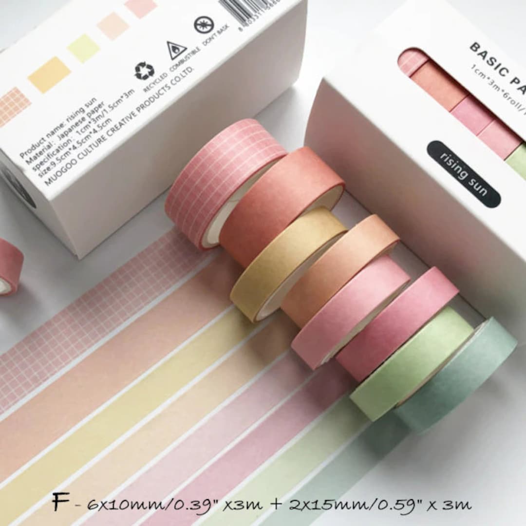 Set of 8 Washi Tape, Color Shades Set and Graph, Junk Journal ...