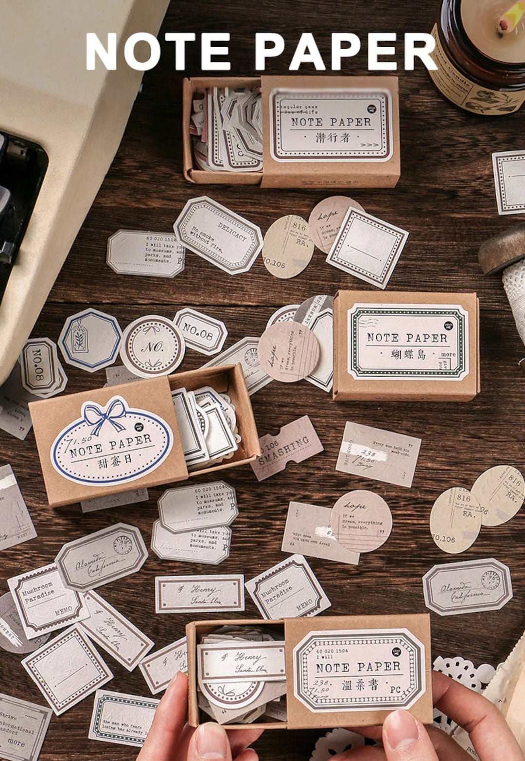 45 Pcs Box Vintage Textured Paper Label , Vintage Shabby Chic ,junk ...