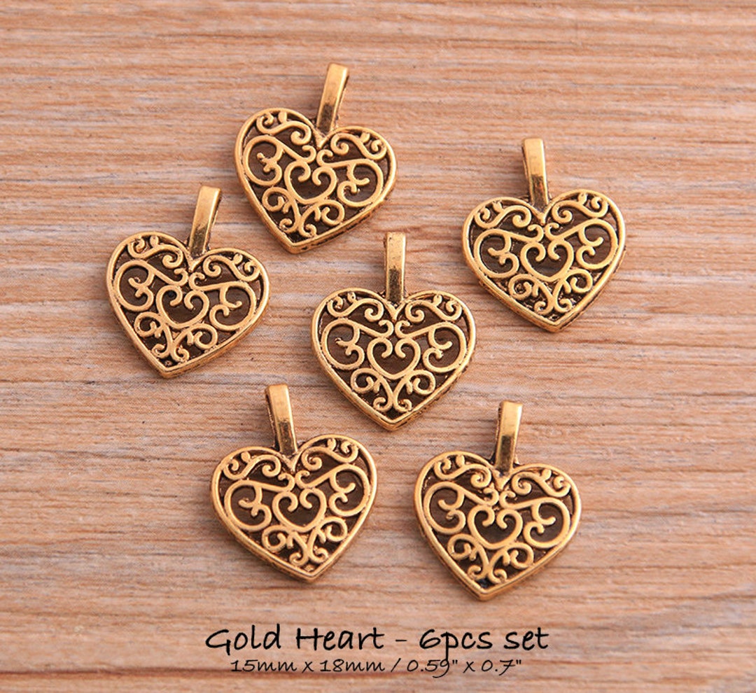 Heart, Scissors, Horoscope, Astrology Charm Pendant Bronze Gold 5 or 6 ...