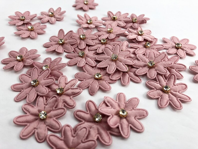 Embossed Flower Flat Fabric Flower Mini Ribbon Roses | Etsy