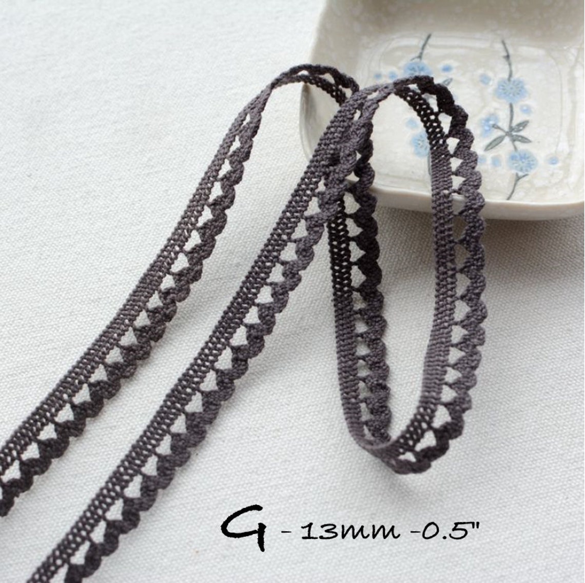 Gray Crochet Lace Ribbon Gray Lace Trim Cotton by the Yard - Etsy