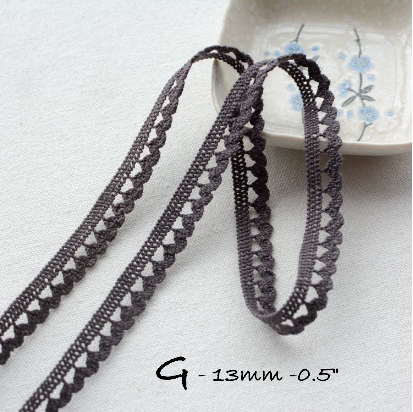Gray Crochet Lace Ribbon Gray Lace Trim Cotton by the Yard - Etsy