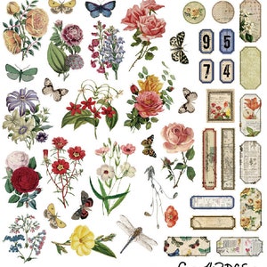 Vintage Collection Paper Stickers, Tags Stickers Set, Junk Journal ...